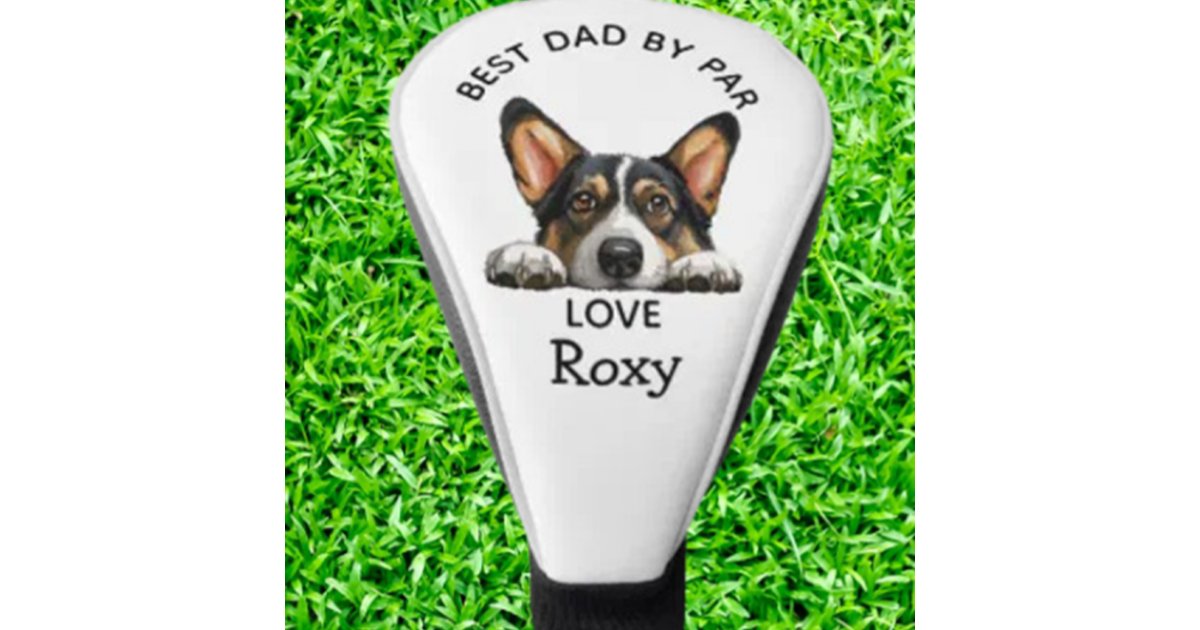 Black Corgi Peeking Puppy Customize Golf Head Cover | Zazzle