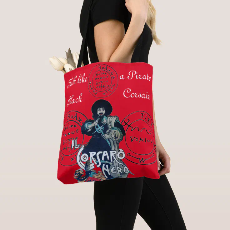 BLACK CORSAIR Pirate Treasure Maps, Red Tote Bag | Zazzle