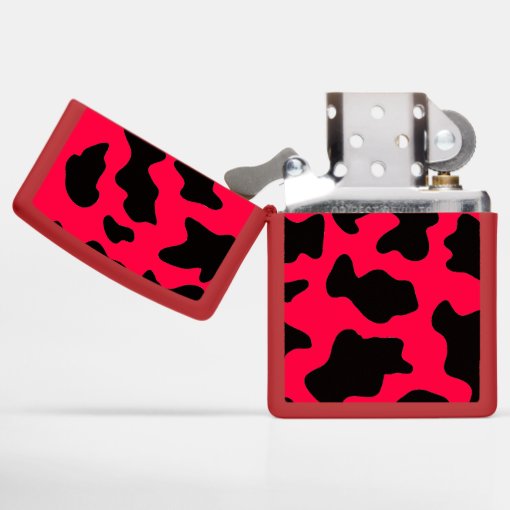 Black Cow Pattern Windproof Editable Zippo Lighter | Zazzle