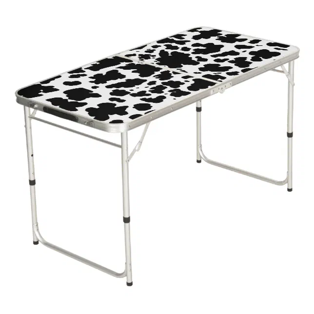 Black Cow Spots Print Cowboy Farmer Beer Pong Table | Zazzle