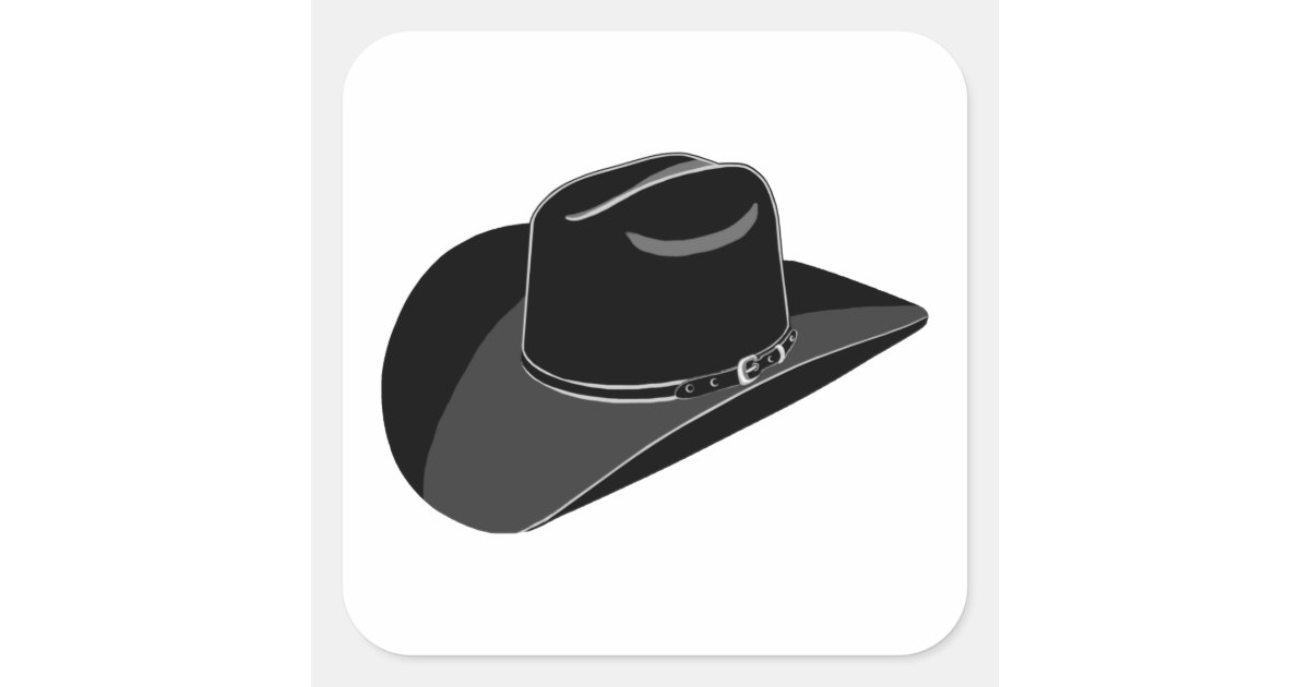 Black cowboy hat square sticker | Zazzle