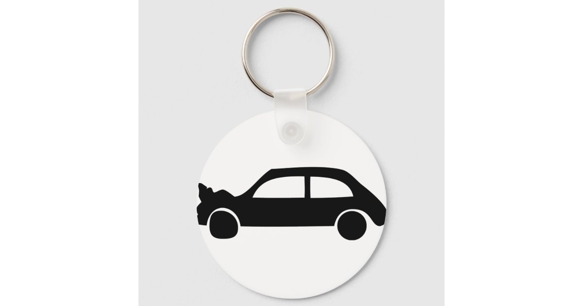 black crash car icon keychain | Zazzle