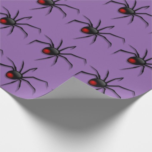 Black Creepy Halloween Spider Crawling Pattern Wrapping Paper | Zazzle