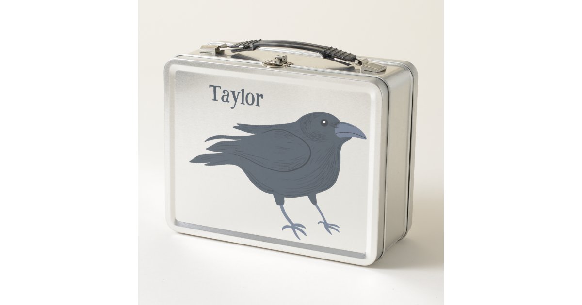 Black Crow Bird Illustration Personalized Metal Lunch Box | Zazzle