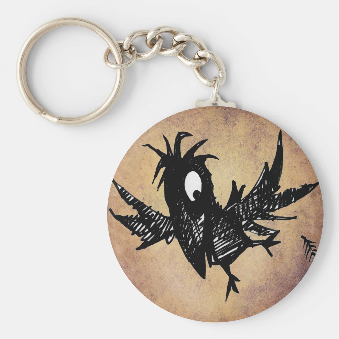 Black Crow Keychain | Zazzle
