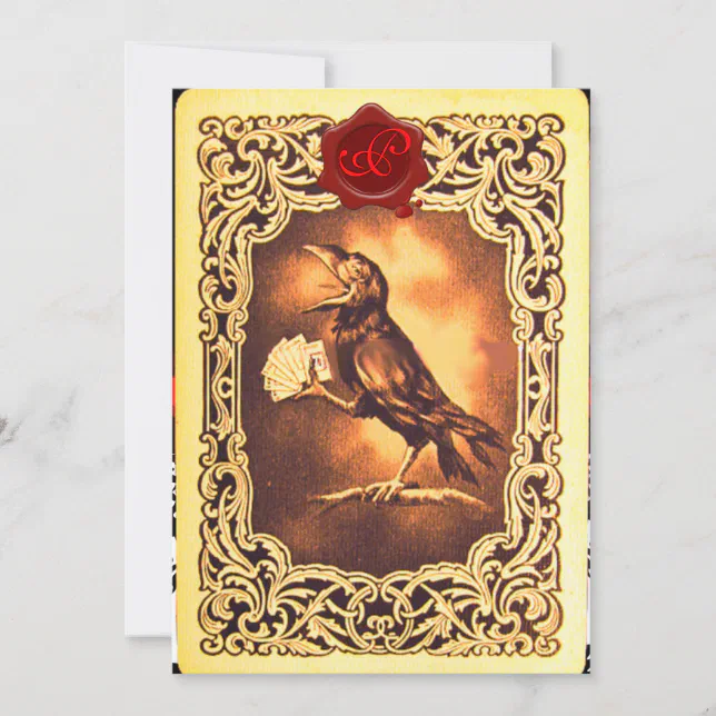 BLACK CROW PLAYING CARDS,POKER PARTY RED WAX SEAL INVITATION | Zazzle