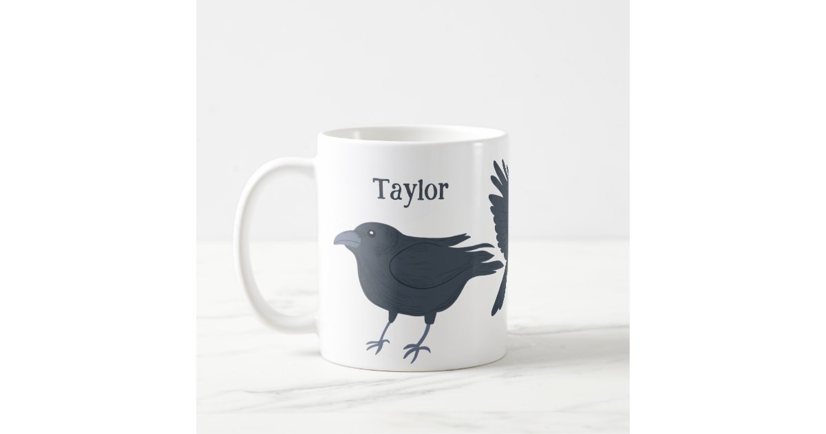 Black Crows Birds Illustrations Personalized Coffee Mug | Zazzle