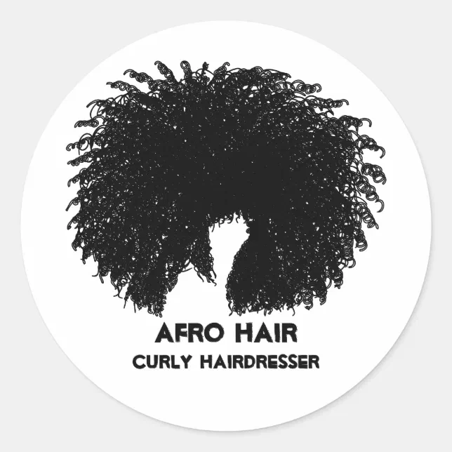 Black Curly Hair Afro Classic Round Sticker | Zazzle