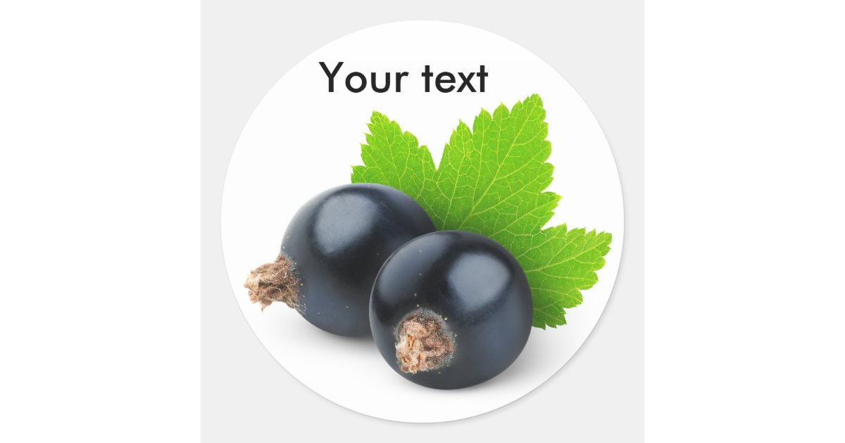 Black currants classic round sticker | Zazzle