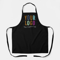 Black Custom Business Apron with Logo Personalized | Zazzle