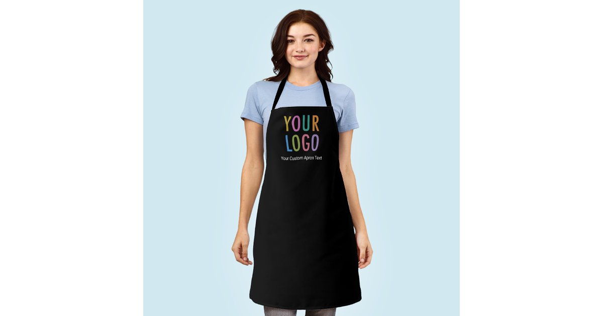 Black Custom Business Apron with Logo Personalized | Zazzle