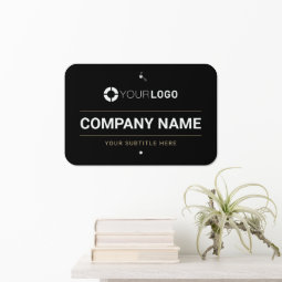 Black custom business corporate logo metal sign | Zazzle