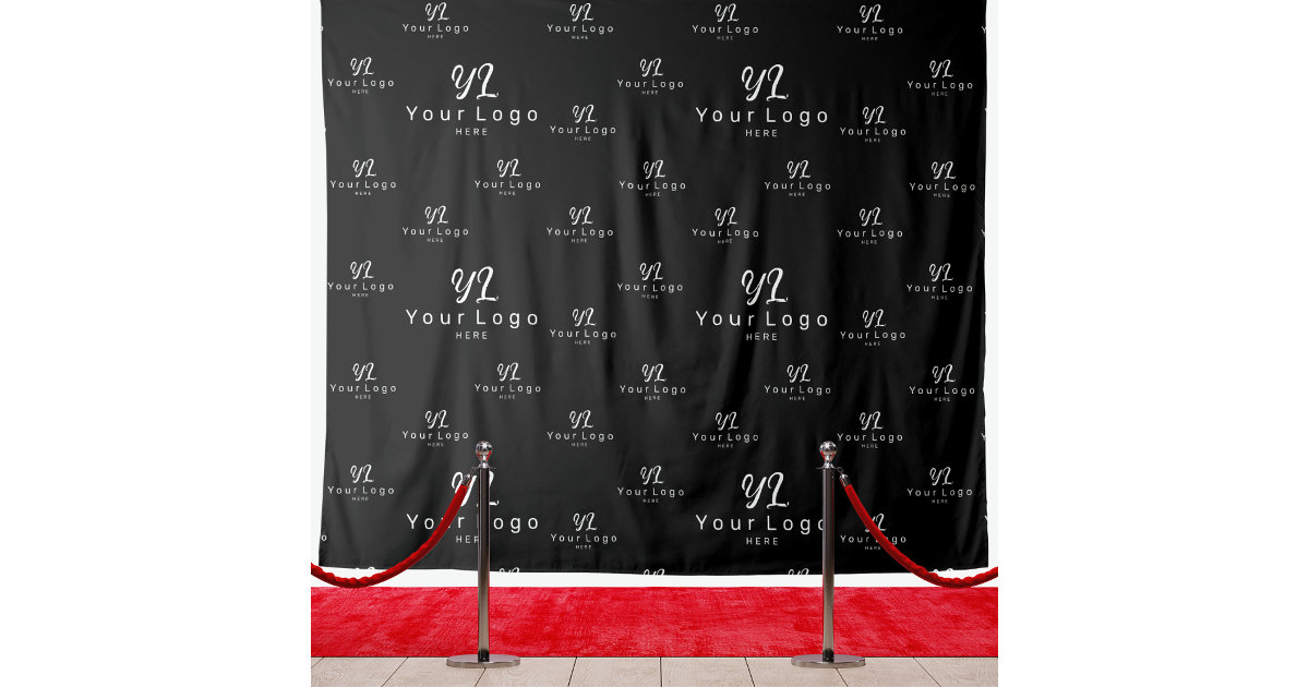 Black Custom Business Logo Backdrop Trade show | Zazzle