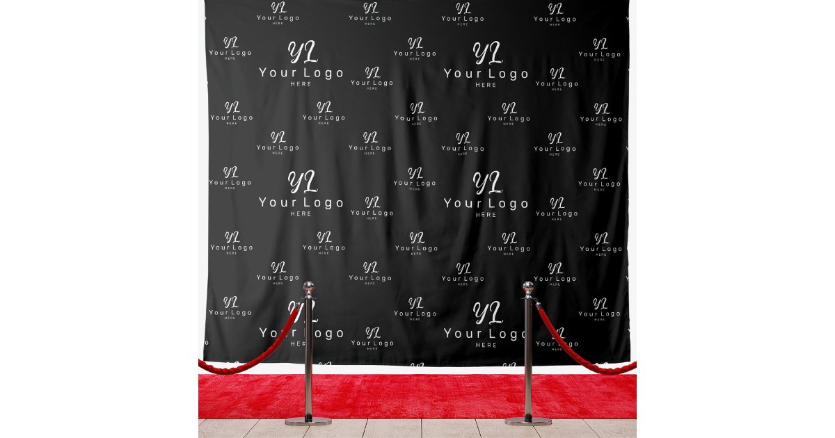 Black Custom Business Logo Backdrop Trade show | Zazzle