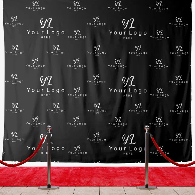 Black Custom Business Logo Backdrop Trade show | Zazzle
