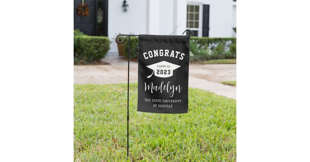 Black | Custom Class of 2025 Graduation Garden Flag | Zazzle