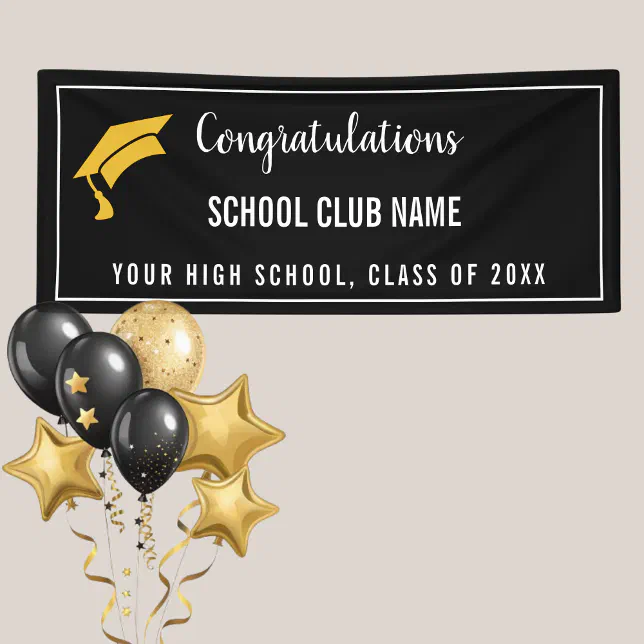 Black Custom Club Graduation Banner | Zazzle