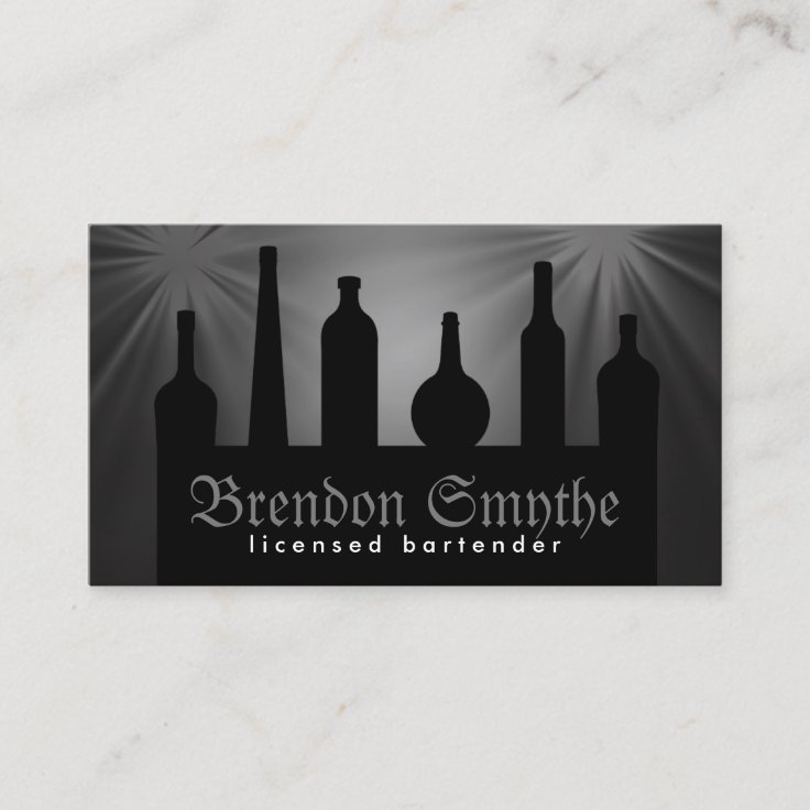 Black Custom Color Bartending Services Bartender Business Card | Zazzle
