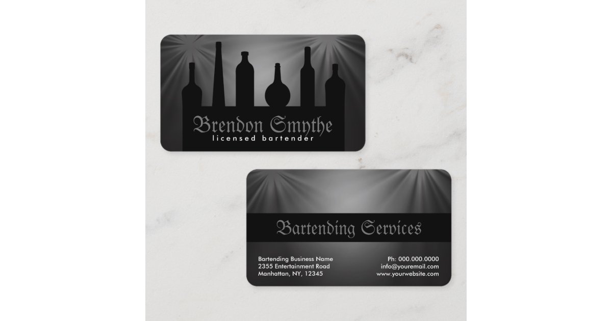 Black Custom Color Bartending Services Bartender Business Card | Zazzle