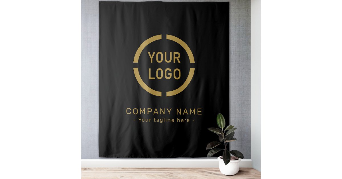 Black Custom Company Logo Backdrop For Events | Zazzle