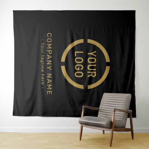 Black Custom Company Logo Backdrop For Events | Zazzle