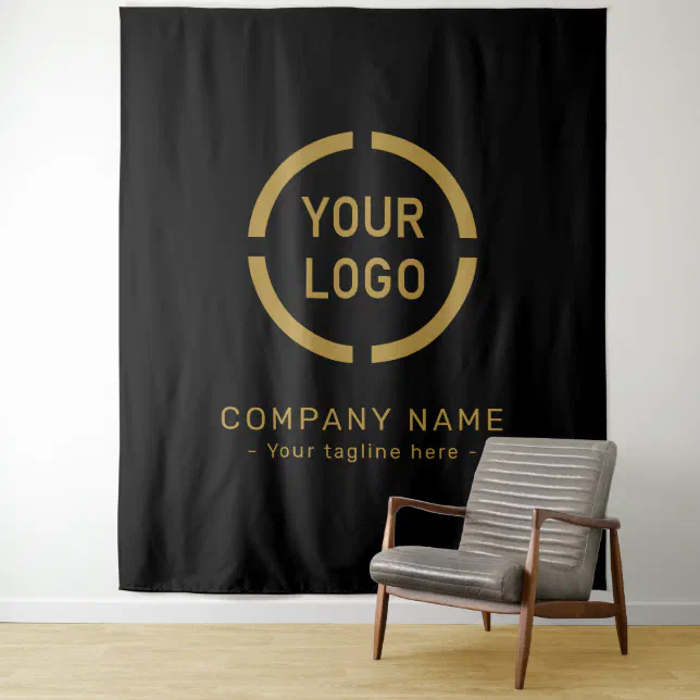 Black Custom Company Logo Backdrop For Events | Zazzle