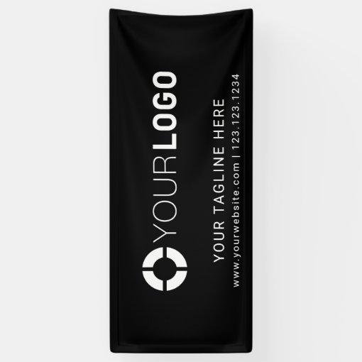Black Custom Company Logo Event Displays Banner | Zazzle