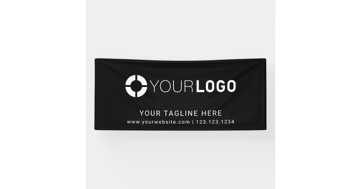 Black Custom Company Logo Event Displays Banner | Zazzle