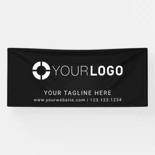 Black Custom Company Logo Event Displays Banner | Zazzle
