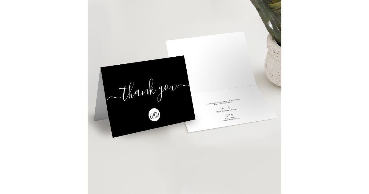 Black Custom Customer Appreciation Professional Thank You Card | Zazzle