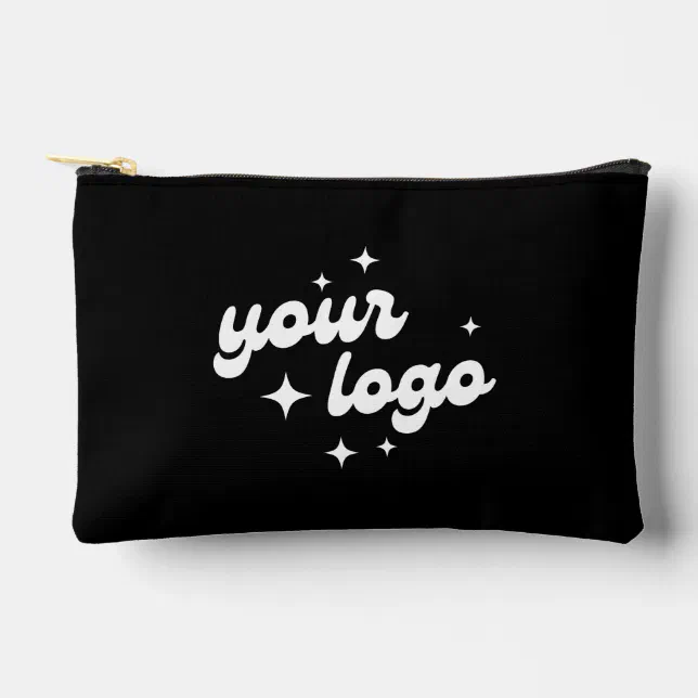 Black Custom Logo Business Travel Accessory Pouch | Zazzle