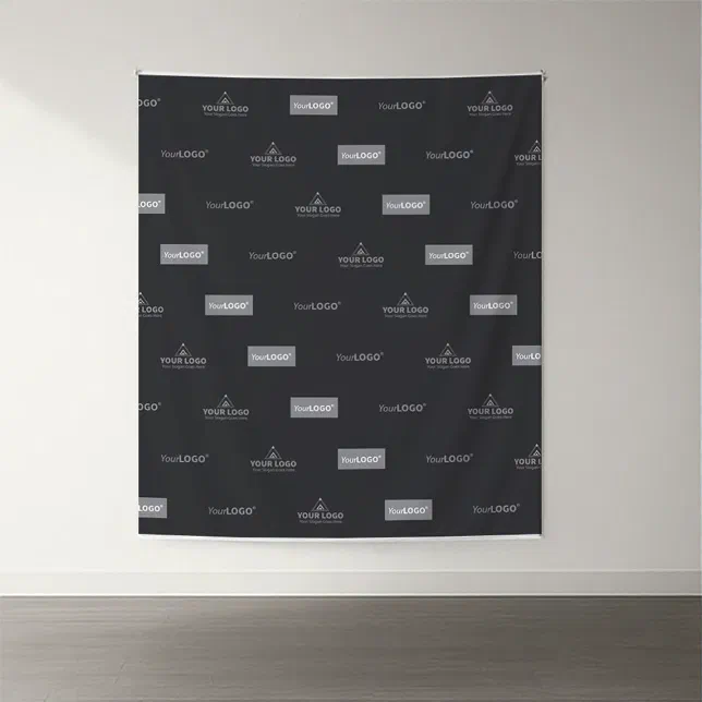 Black Custom Logo Step and Repeat Event Backdrop | Zazzle