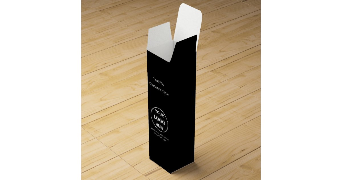 Black Custom Logo Text Modern Minimalist Business Wine Box | Zazzle