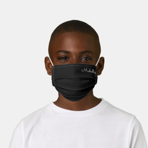 Black Custom Name Kids' Cloth Face Mask | Zazzle