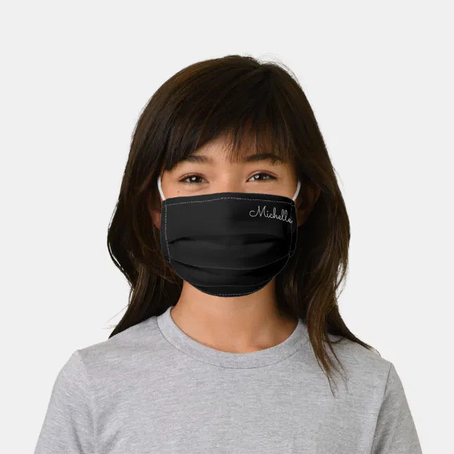 Black Custom Name Kids' Cloth Face Mask | Zazzle