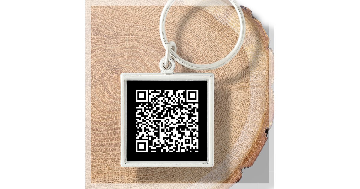 Black | Custom QR Code Scannable Keychain | Zazzle