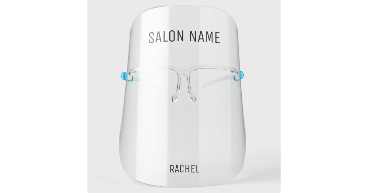 Black Custom Simple Salon Name Logo Face Shield | Zazzle