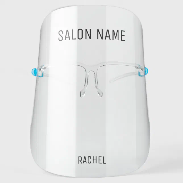 Black Custom Simple Salon Name Logo Face Shield | Zazzle