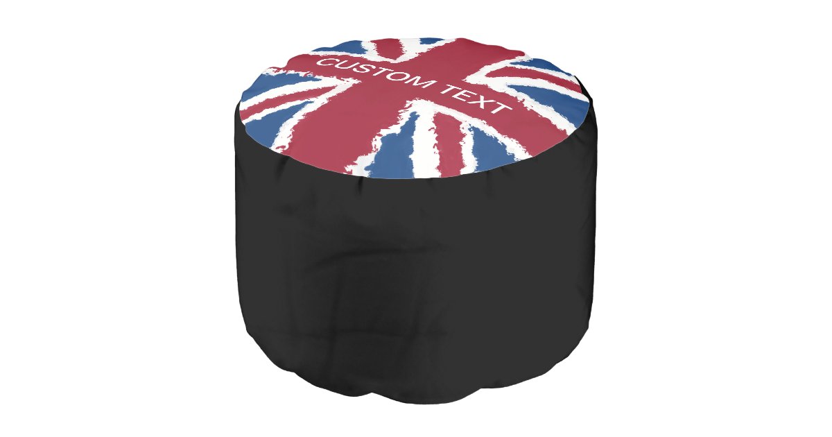 Black Custom Union Jack Art Heva Weva Foot Stool Pouf | Zazzle