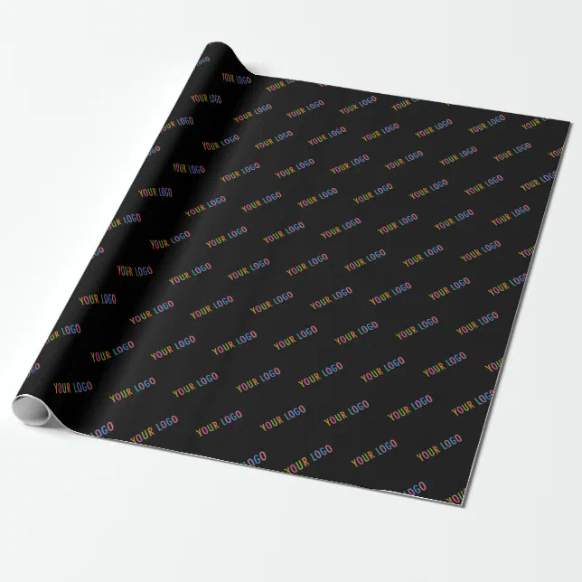 Black Custom Wrapping Paper with Your Company Logo | Zazzle