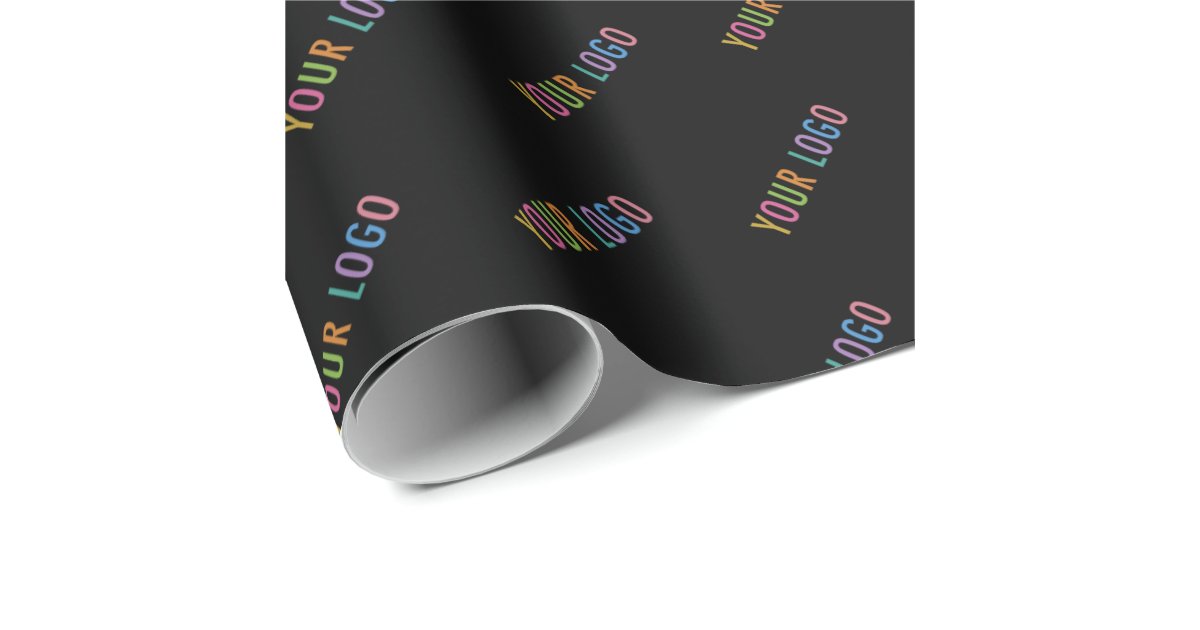 Black Custom Wrapping Paper with Your Company Logo | Zazzle