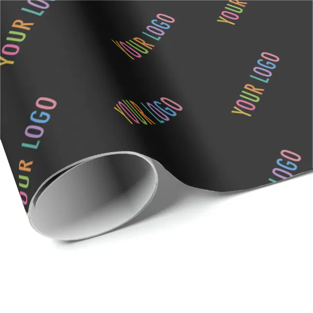 Black Custom Wrapping Paper with Your Company Logo | Zazzle
