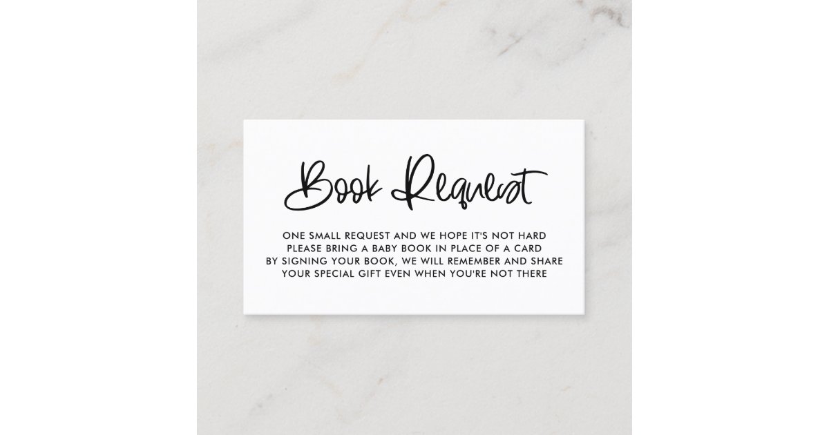 Black Cute Modern Calligraphy Book Request Card | Zazzle