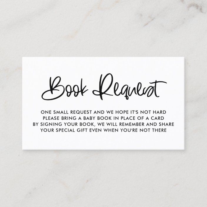 Black Cute Modern Calligraphy Book Request Card | Zazzle.com