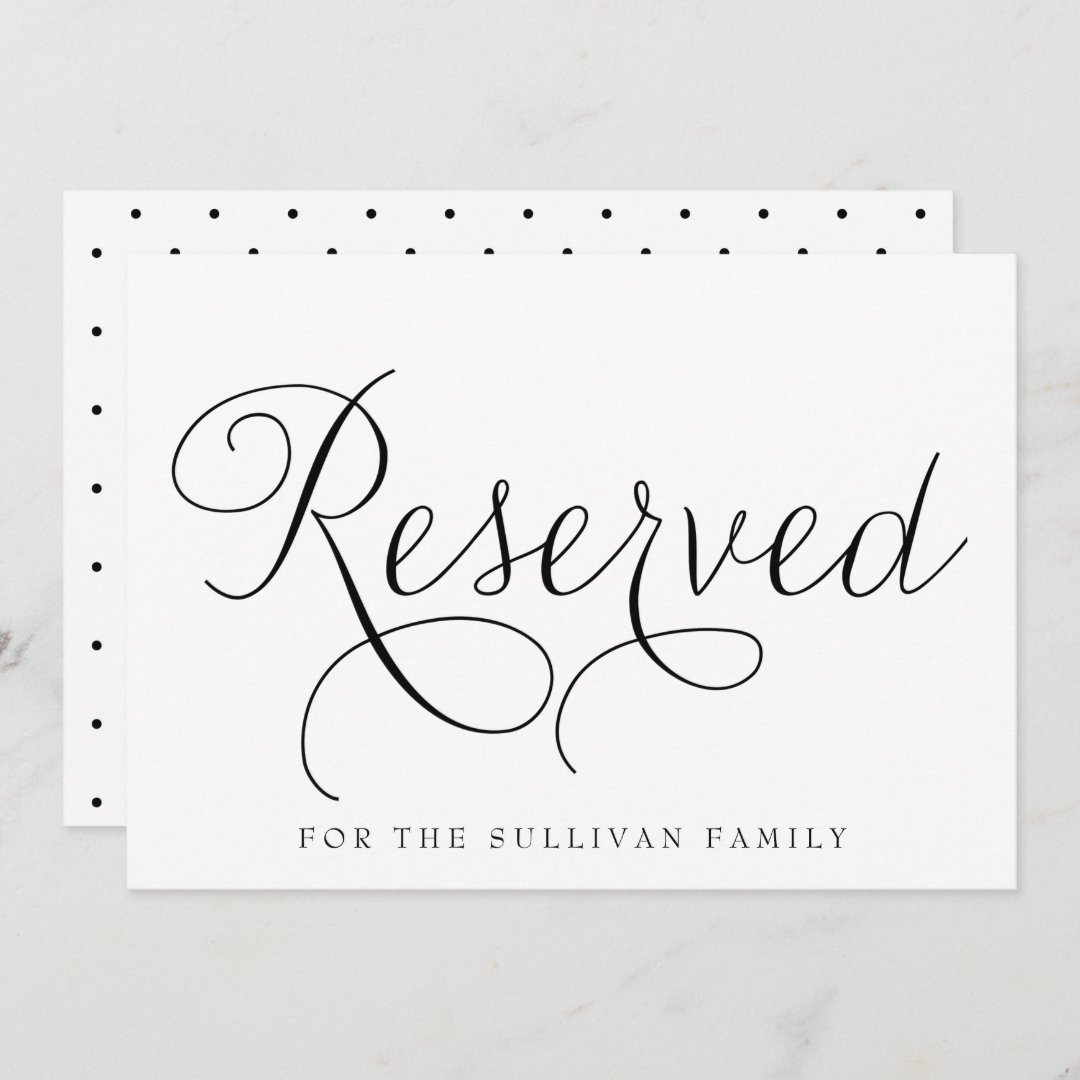 Black Dainty Script Reserved Wedding Sign Invitation | Zazzle
