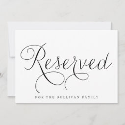 Black Dainty Script Reserved Wedding Sign Invitation | Zazzle