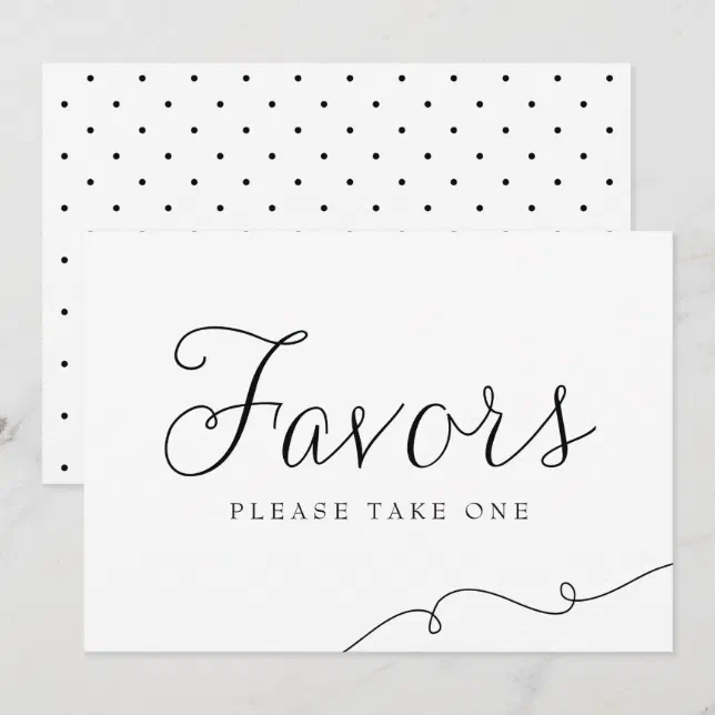 Black Dainty Script Wedding Favors Sign Invitation | Zazzle