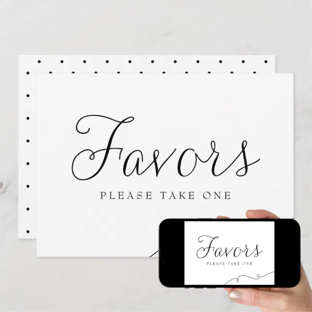 Black Dainty Script Wedding Favors Sign Invitation | Zazzle