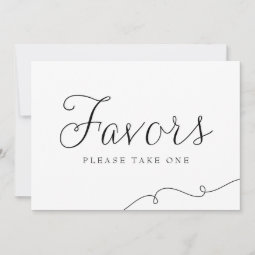 Black Dainty Script Wedding Favors Sign Invitation | Zazzle