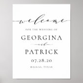 Black Dainty Script Wedding Welcome Sign | Zazzle